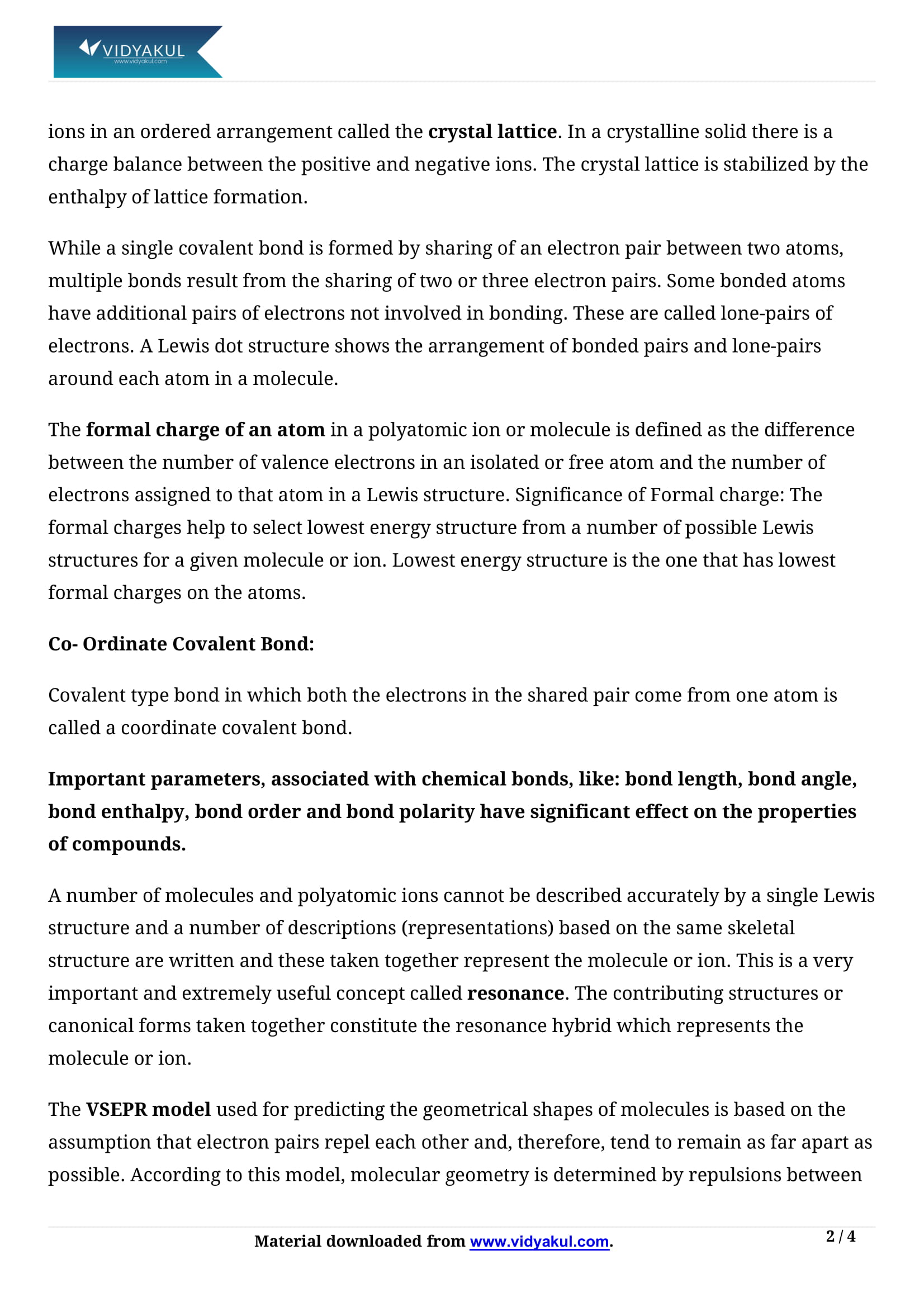 Chemical Bonding And Molecular Structure Class 11 Notes Vidyakul chemical-bonding-and-molecular-structure-class-11-notes-vidyakul