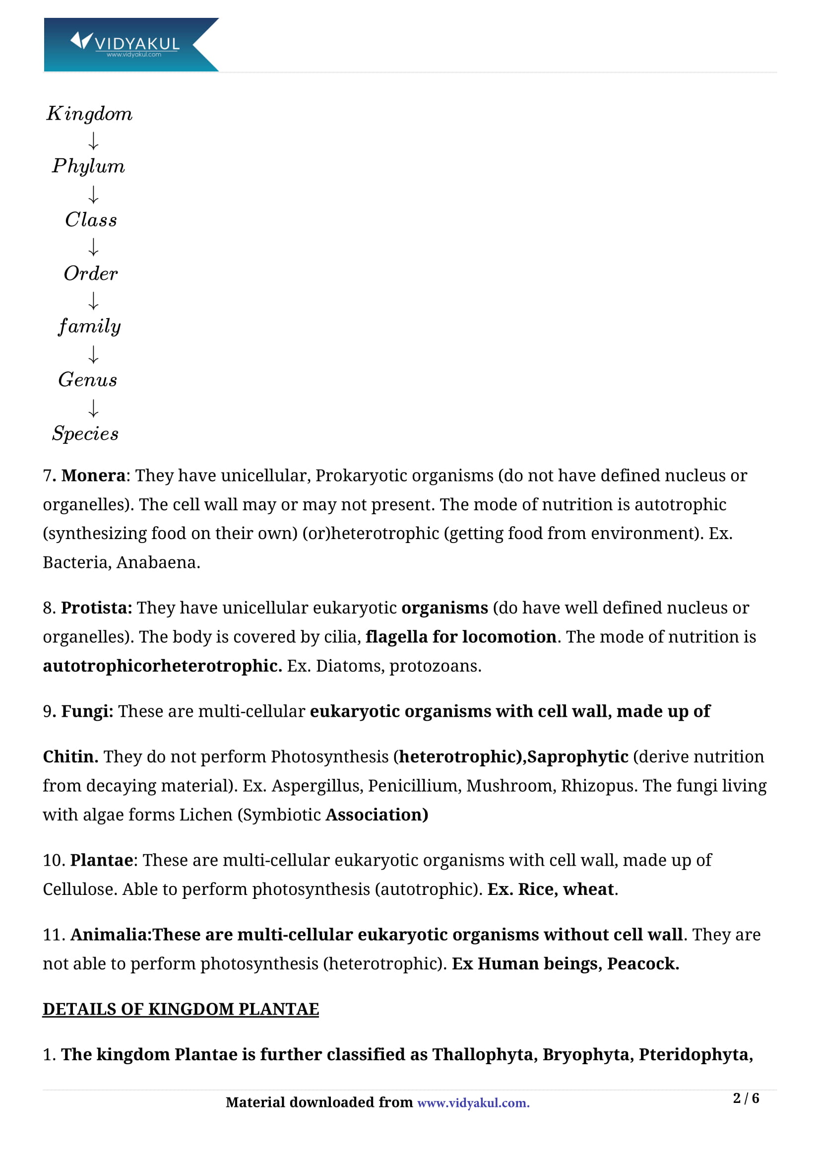 Class 9th Science Diversity in Living Organism NCERT Notes CBSE 2023