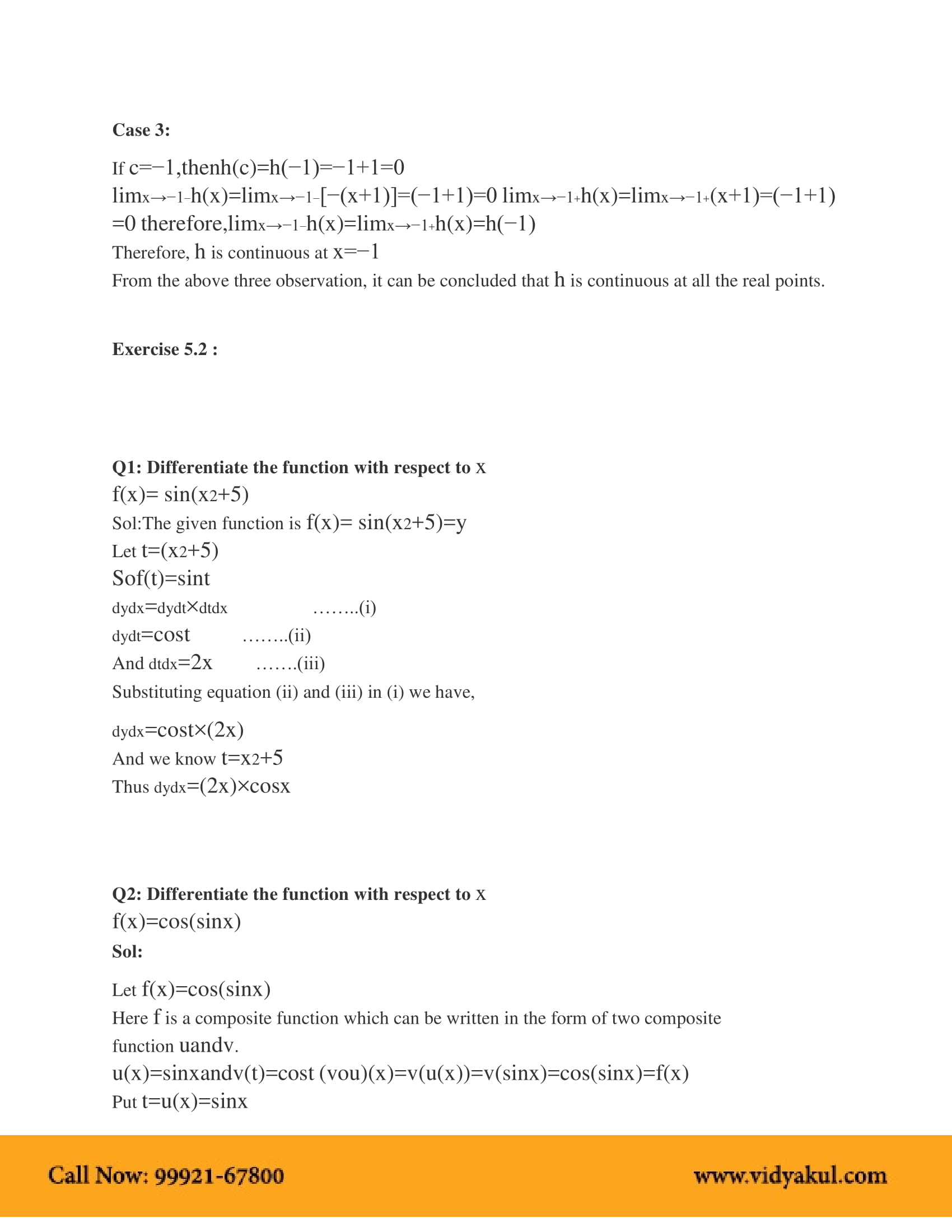 Class 12th Math Continuity and Differentiability NCERT Solution CBSE 2023 Class 12th Math Continuity and Differentiability NCERT Solution CBSE 2023