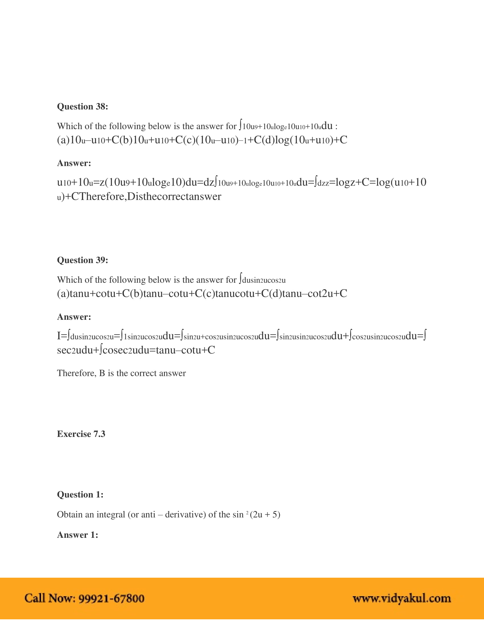 Class 12th Math Integrals NCERT Solution CBSE 2023 Class 12th Math Integrals NCERT Solution CBSE 2023