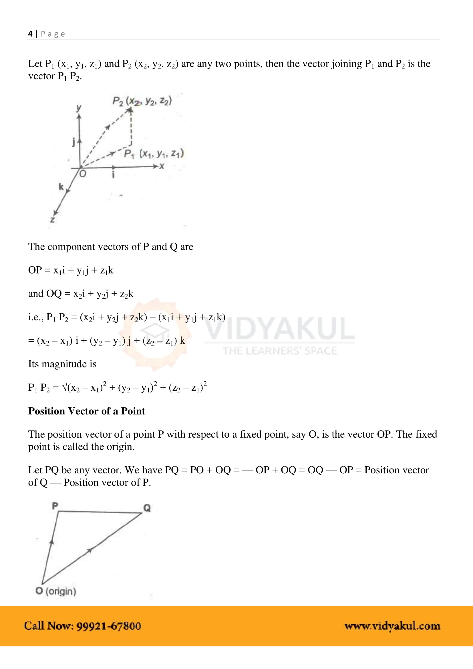 Class 12th Math Vector Algebra Formulas CBSE 2023