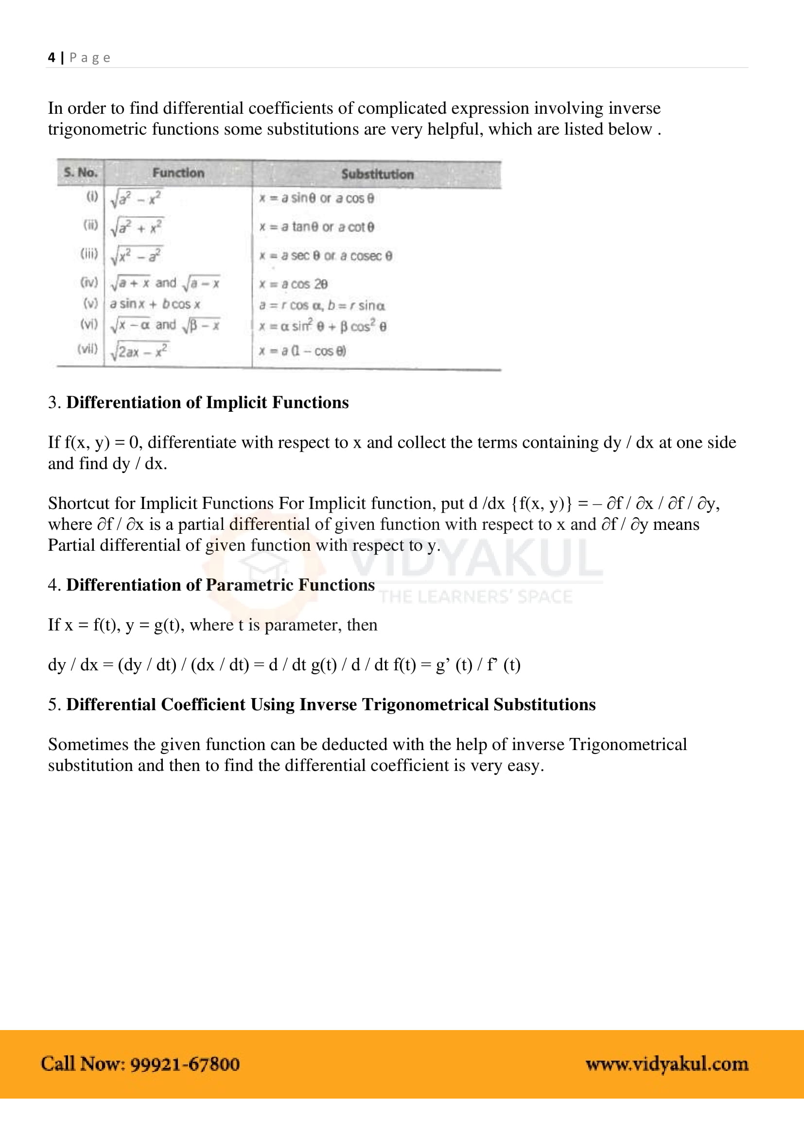 Class 12th Math Continuity And Differentiability Formulas Cbse 2023