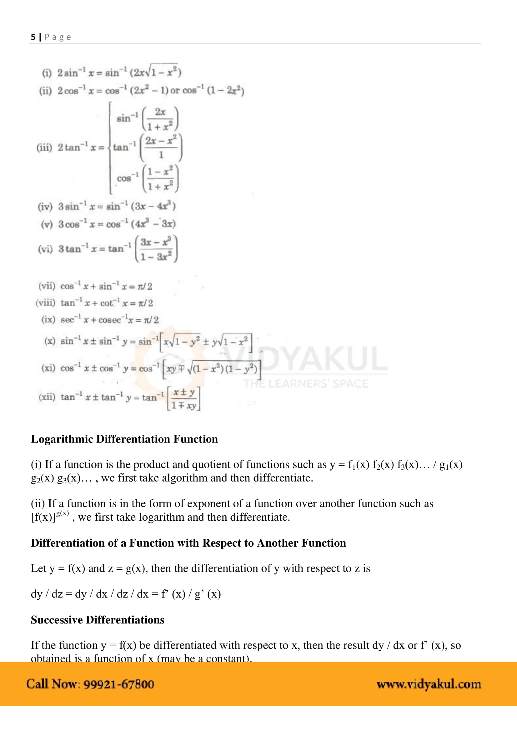 Class 12th Math Continuity and Differentiability Formulas CBSE 2023 Class 12th Math Continuity and Differentiability Formulas CBSE 2023