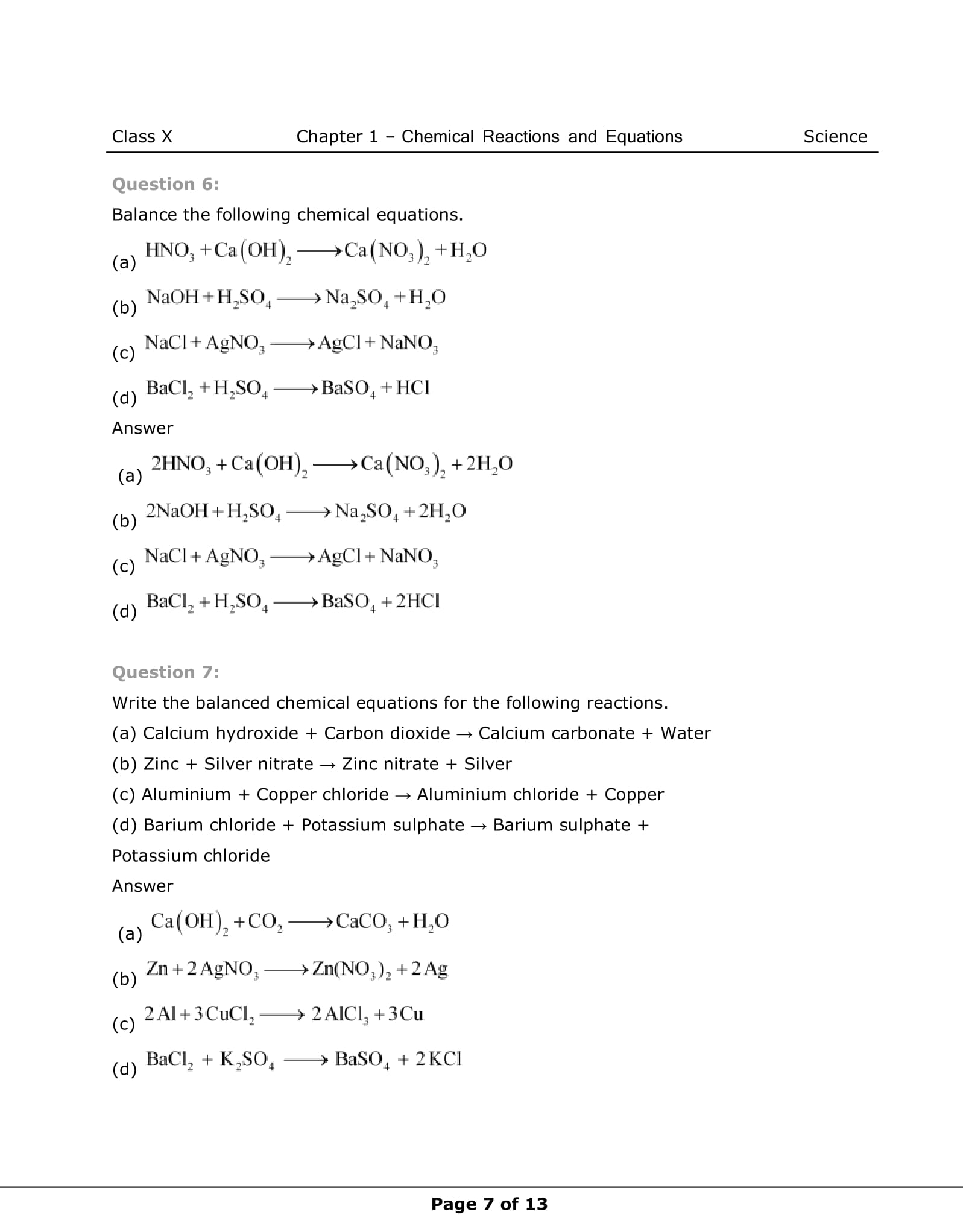 Class 10th Science Chemicals Reactions And Equations NCERT Solution Class 10th Science Chemicals Reactions And Equations NCERT Solution