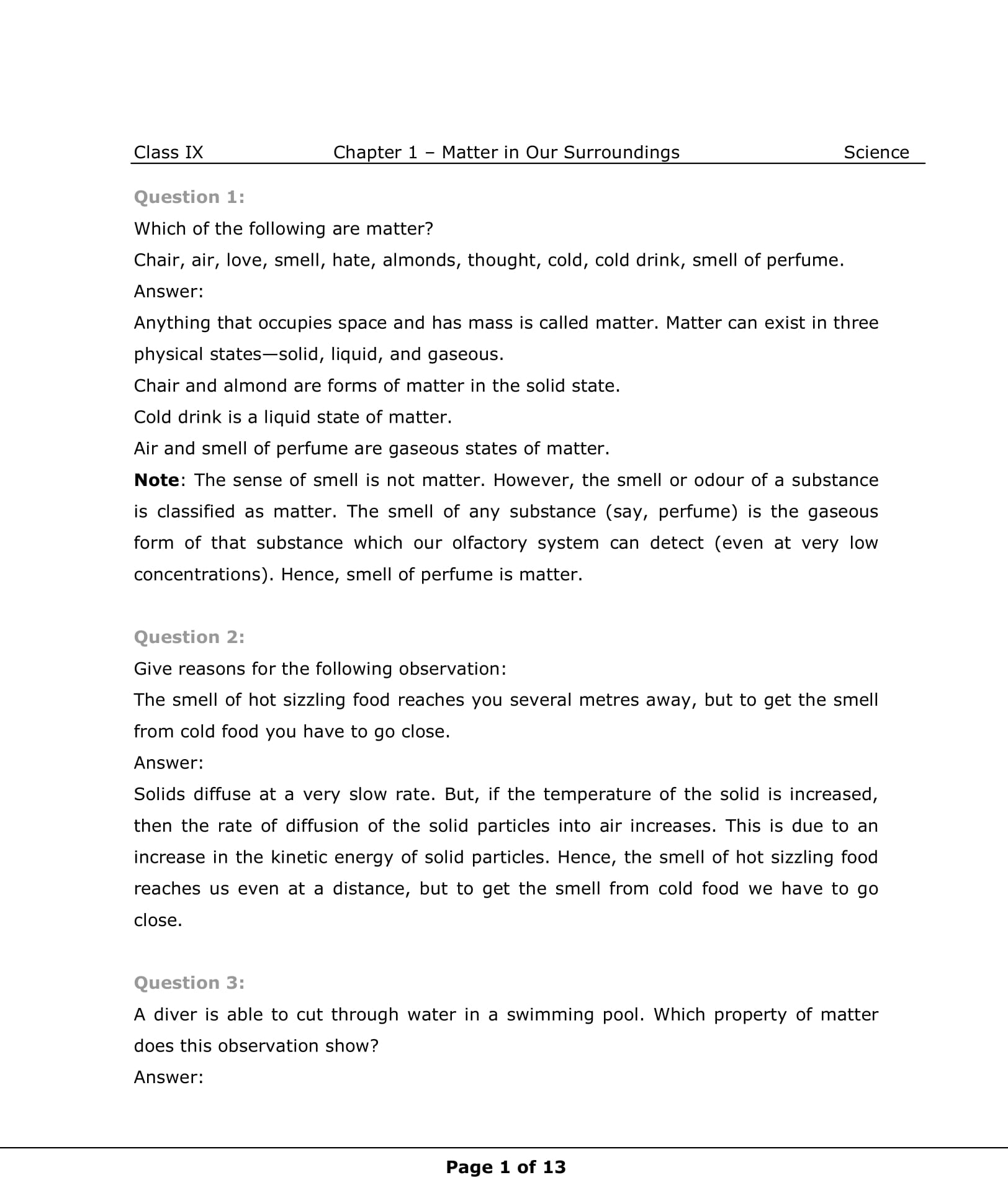 Class 9th Science Matter In Our Surroundings NCERT Solution CBSE 2023 Class 9th Science Matter In Our Surroundings NCERT Solution CBSE 2023
