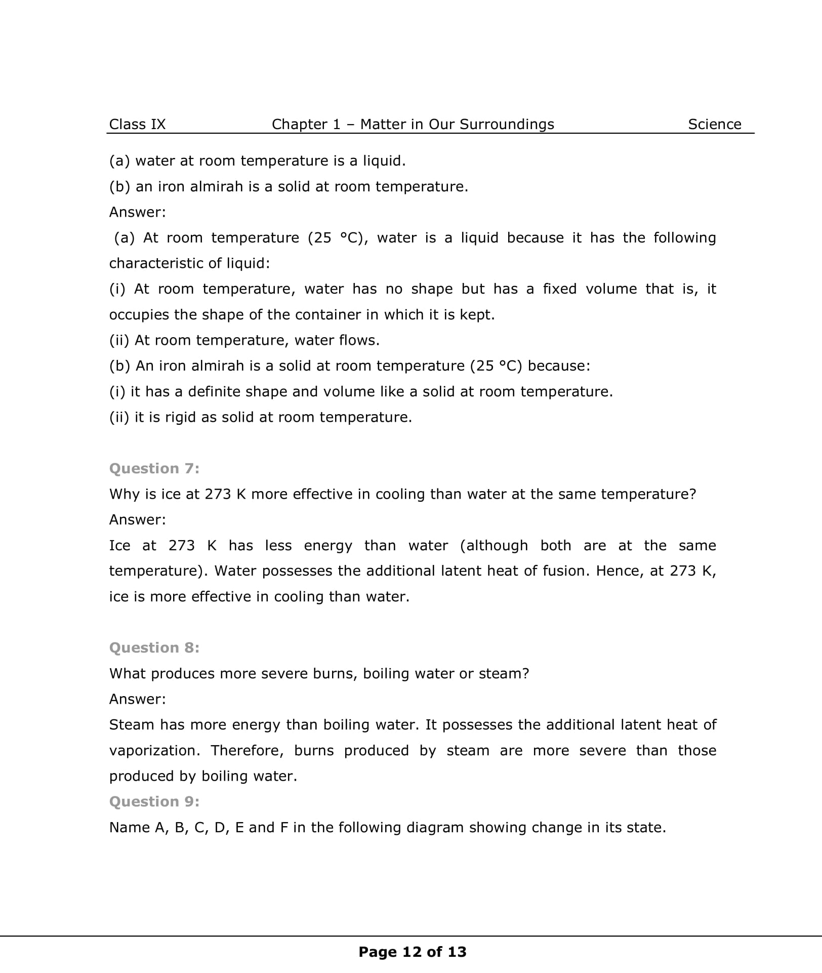 Class 9th Science Matter In Our Surroundings NCERT Solution CBSE 2023 Class 9th Science Matter In Our Surroundings NCERT Solution CBSE 2023